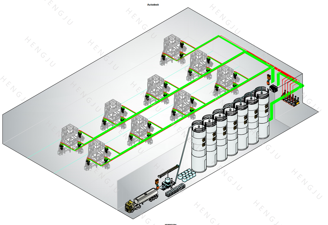 Central conveying system for blown film industry